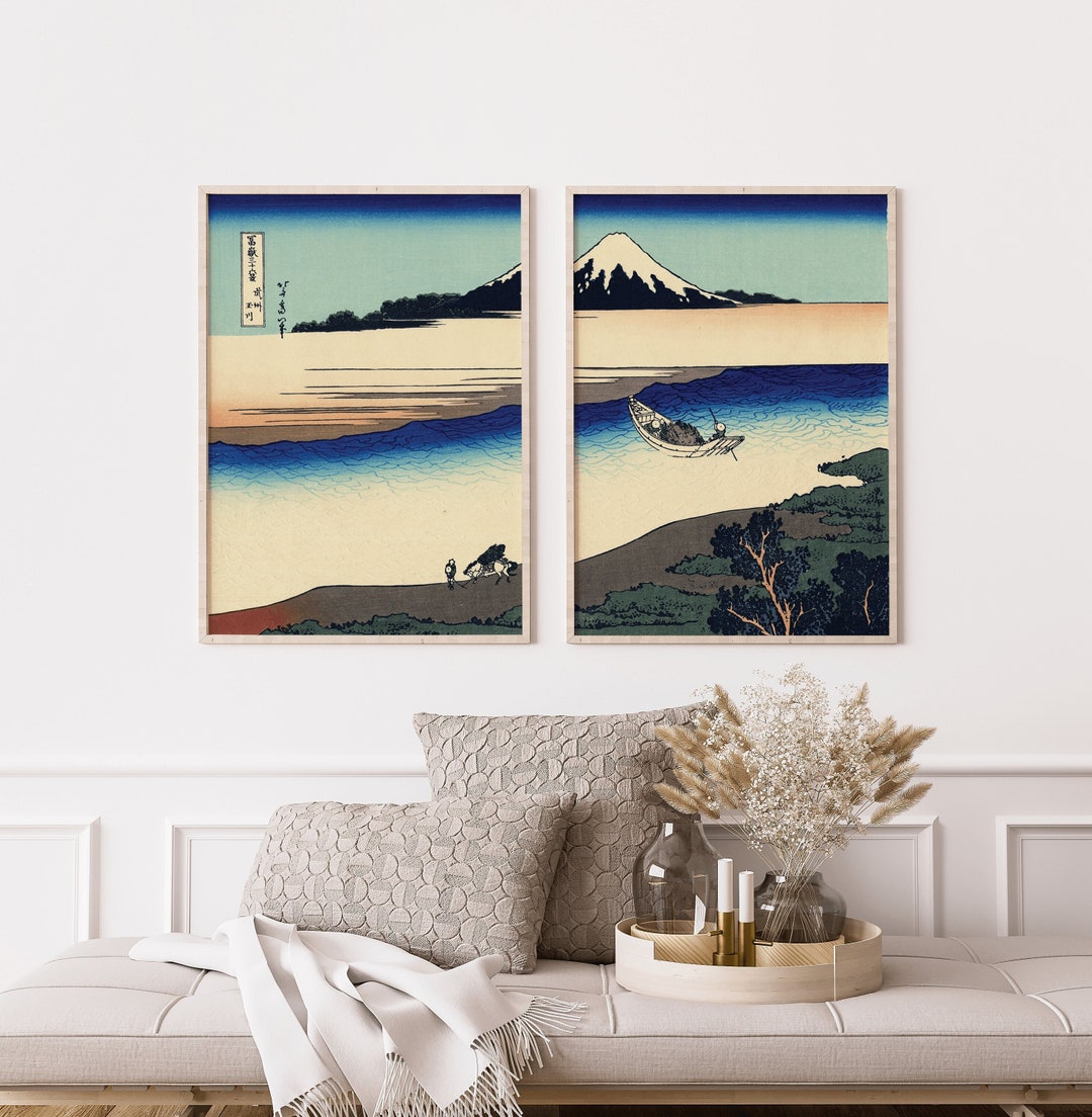 Japanese Art Print Set of 2, Tama River Posters, Japanese Wall Art ...