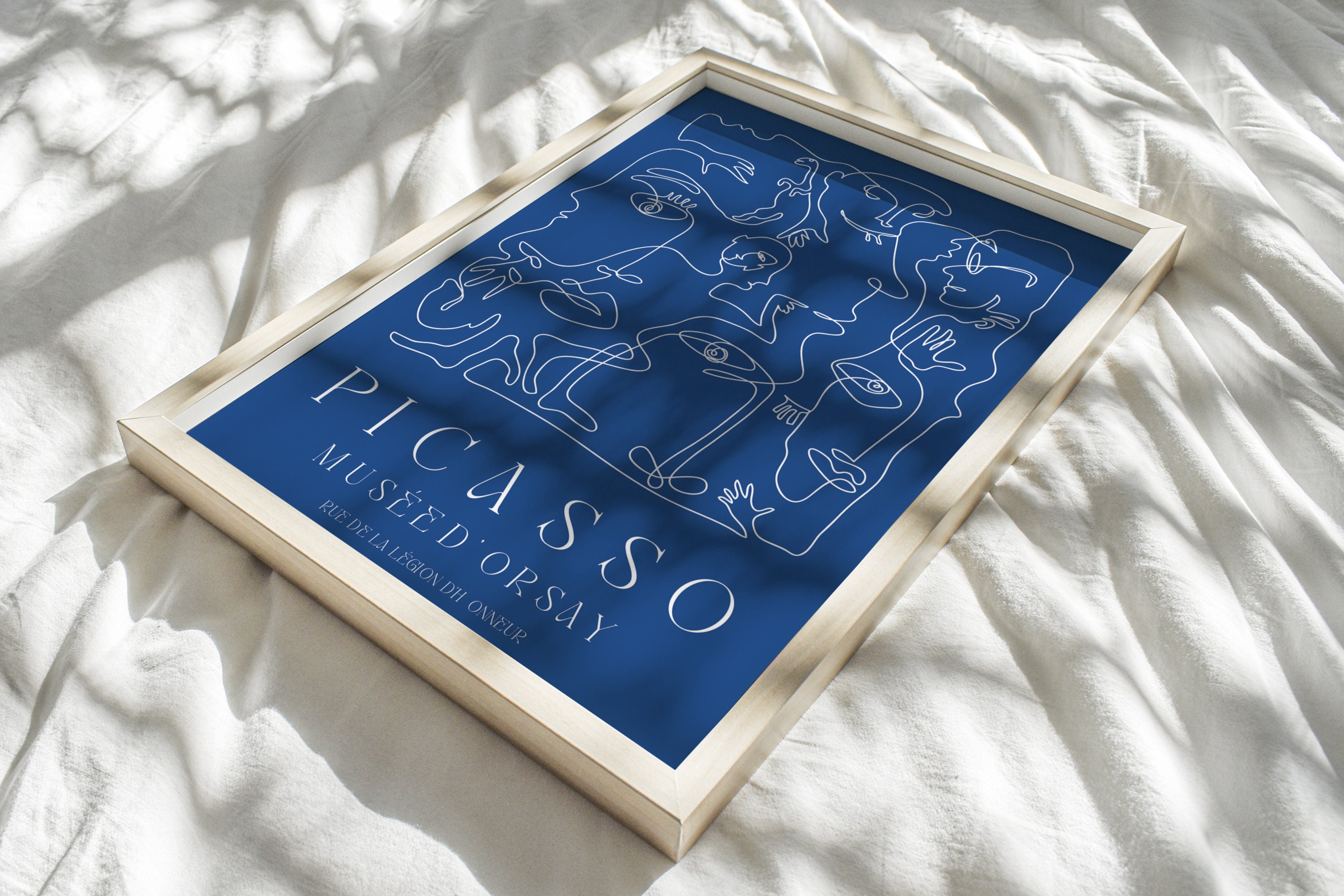 Blue Picasso Line Art Print, Abstract Face Print, Pablo Picasso ...