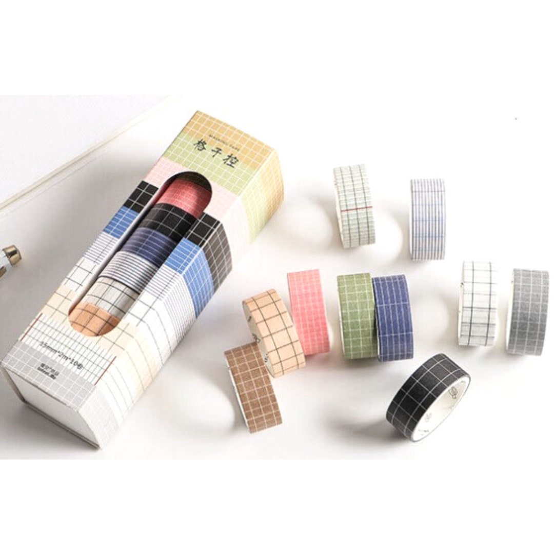 10 Rolls Plaid Washi Tape Set, Leaves Washi Tape for Journaling ...