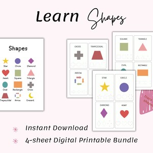 Shapes Poster & Flashcards Educational Wall Art Nursery - Etsy