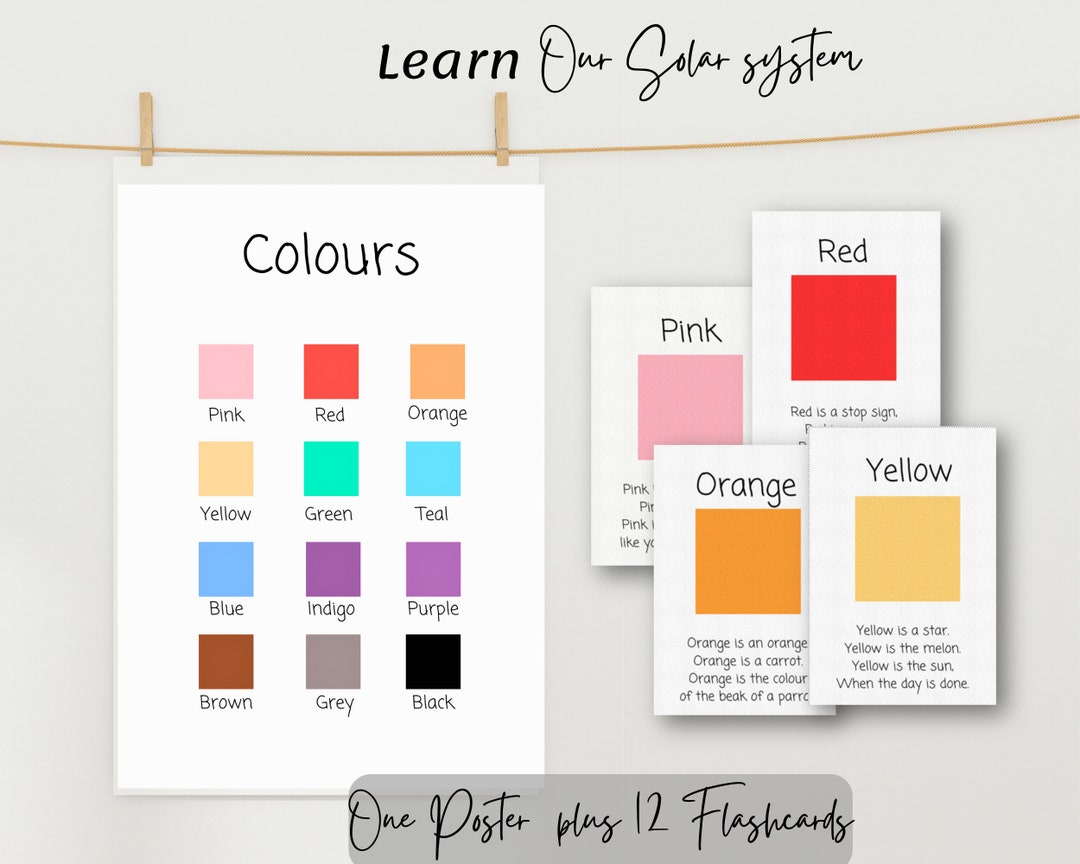 Colour Poster Flashcards for Kids Printable Educational - Etsy