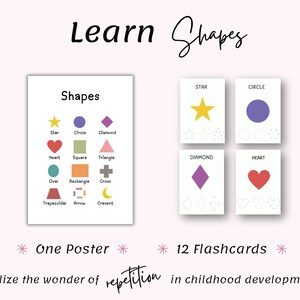 Shapes Poster & Flashcards Educational Wall Art Nursery - Etsy