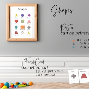 Shapes Poster & Flashcards Educational Wall Art Nursery - Etsy