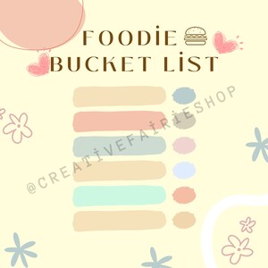 Printable FOOD BUCKET LİST - Etsy