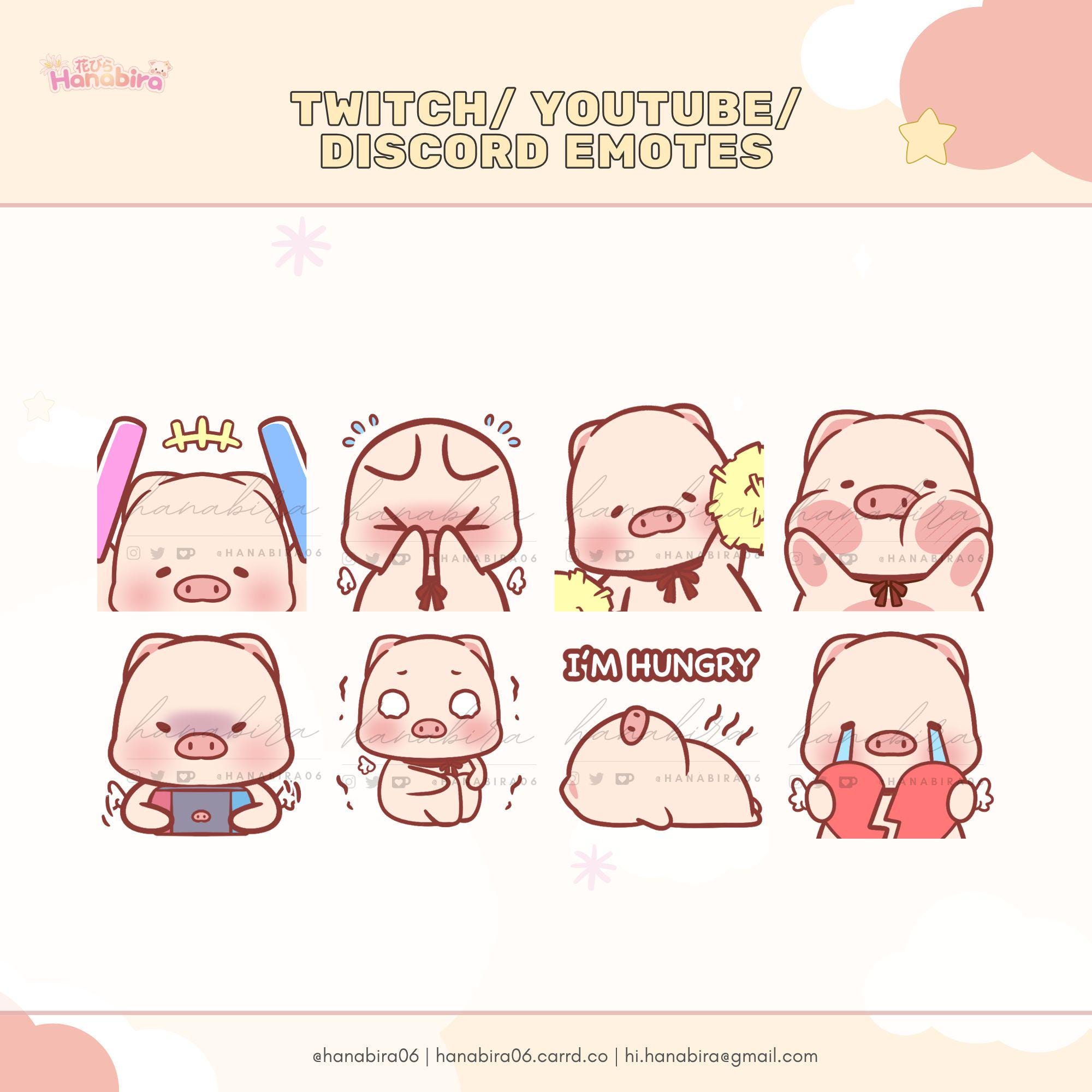 Pig Emote Pack | Kawaii Cute Pig Animal Chibi Emotes Bundle Pack for ...