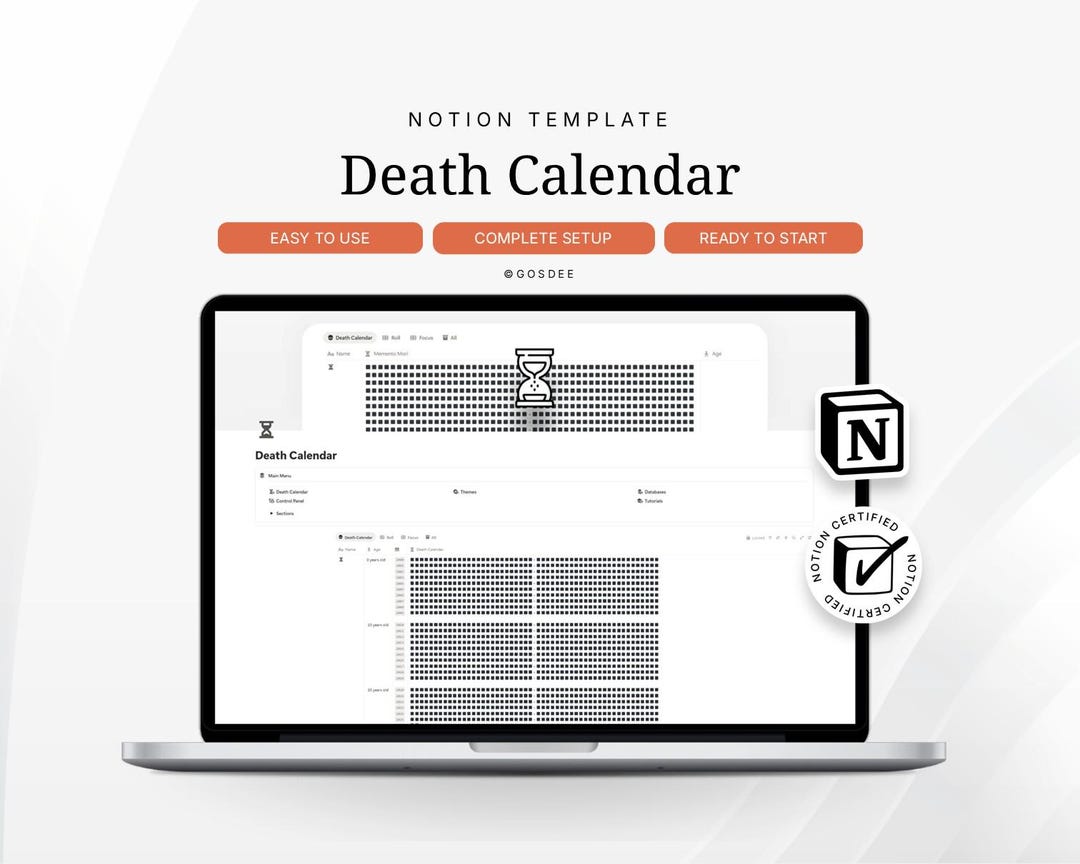 Death Calendar Notion Template Stoic Calendar - Etsy