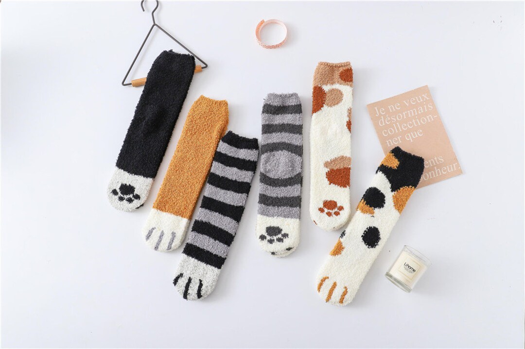 Cat Paw Print Socks/warm Socks/soft Socks/comfy - Etsy UK