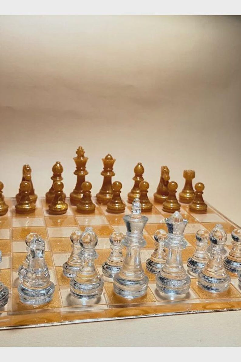 Handmade Epoxy Chess Set – Transparent & Colorful Premium Resin Chess ...