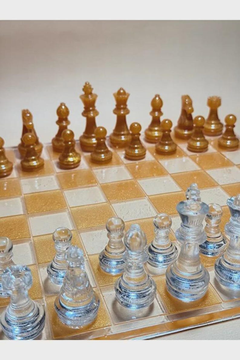 Handmade Epoxy Chess Set – Transparent & Colorful Premium Resin Chess ...