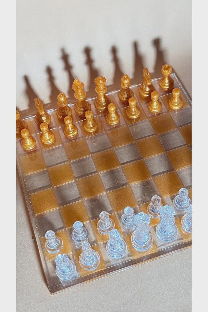 Handmade Epoxy Chess Set – Transparent & Colorful Premium Resin Chess ...