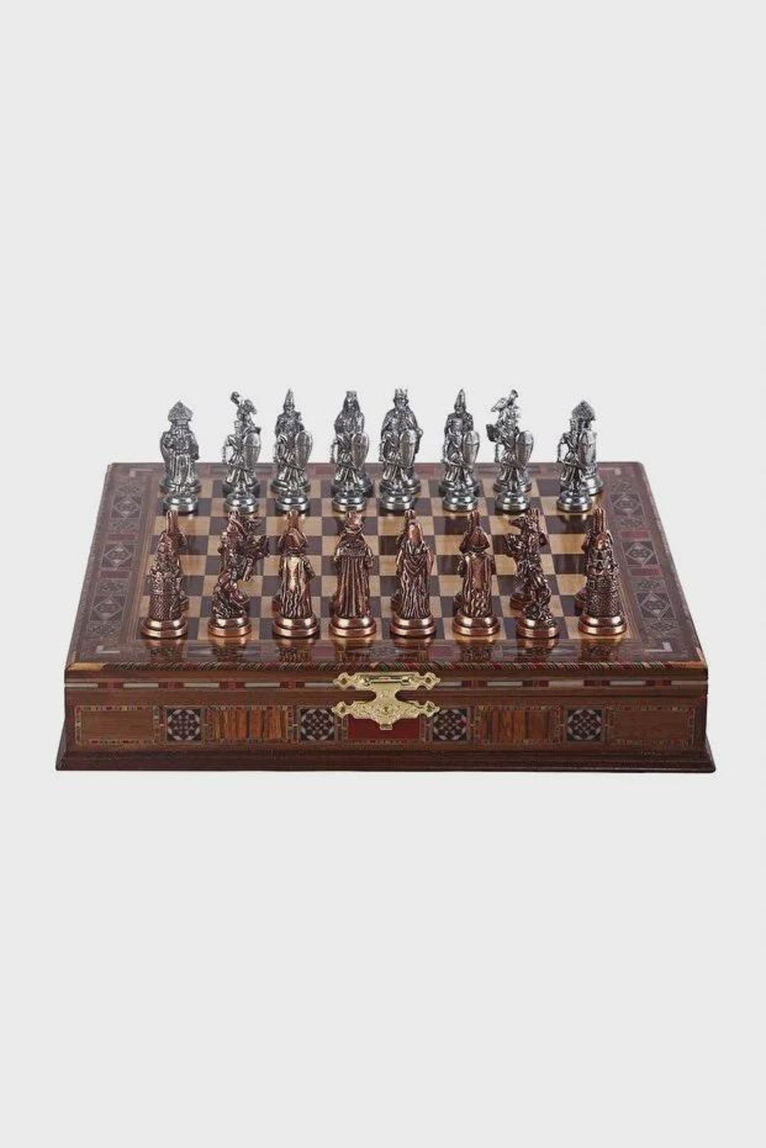 Large Ottoman Byzantine Metal Chess Set – Handmade Antique Pieces With ...