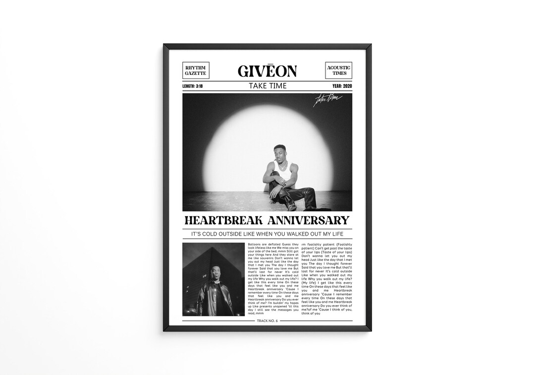 Giveon Retro Newspaper Print / Heartbreak Anniversary Poster / Lyrics ...