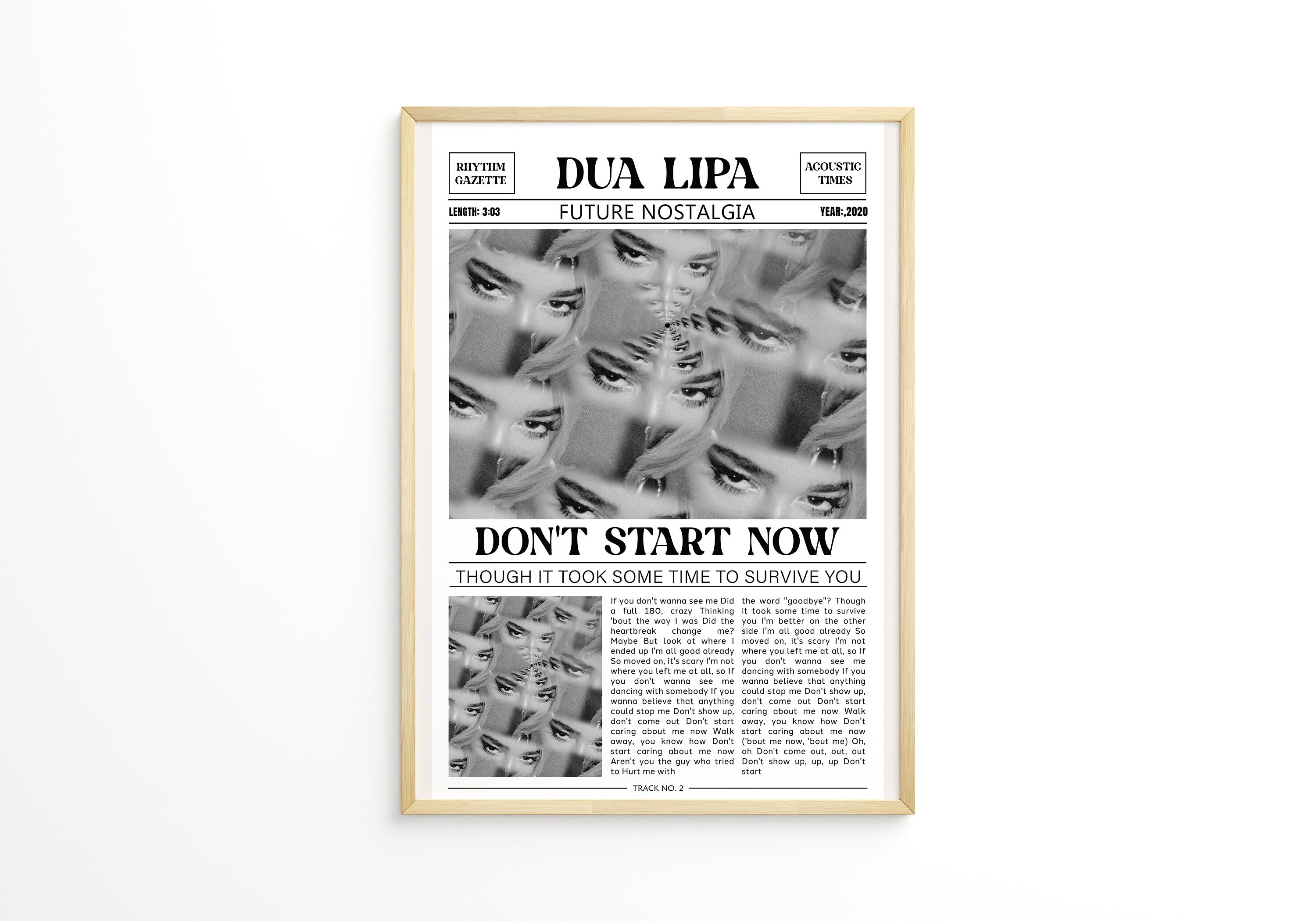 Dua Lipa Retro Newspaper Print / Don't Start Now Poster / - Etsy