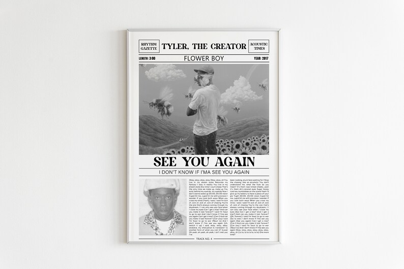 Tyler, the Creator Retro Newspaper Print / See You Again Poster ...