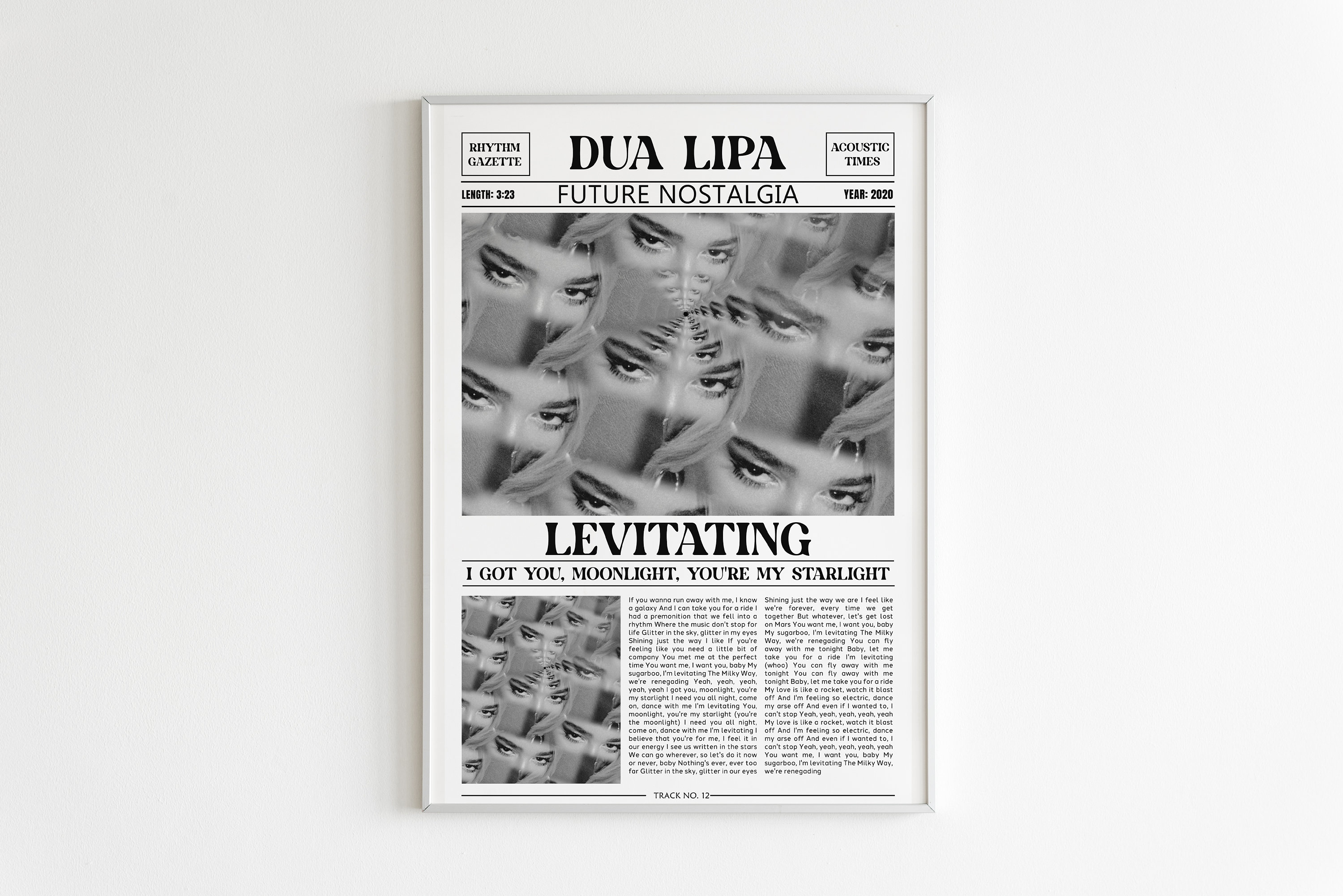 Dua Lipa Retro Newspaper Print / Levitating Poster / Lyrics - Etsy Israel