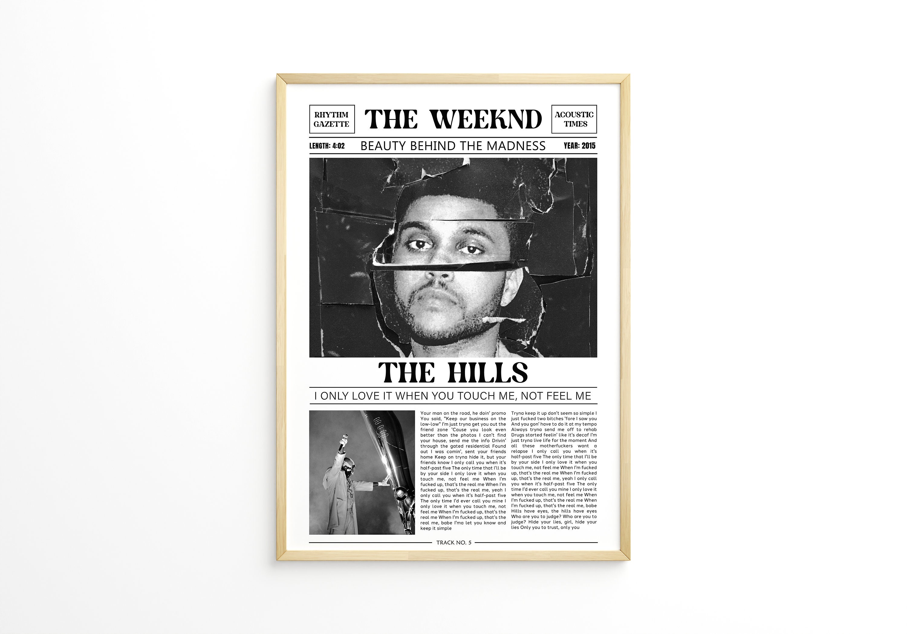 The Weeknd Retro Newspaper Print / the Hills Poster / Lyrics Print ...