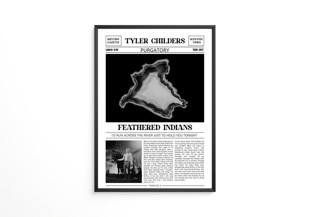 Tyler Childers Retro Newspaper Print / Feathered Indians Poster ...