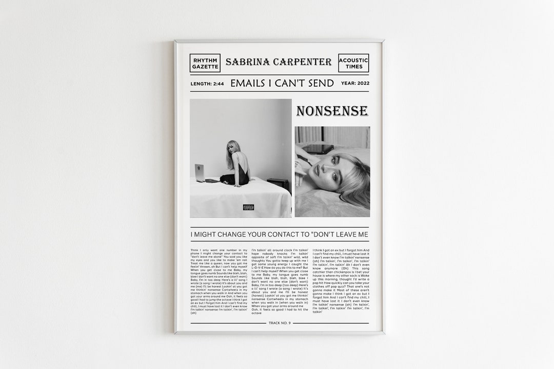 Sabrina Carpenter Retro Newspaper Print / Nonsense Poster / - Etsy