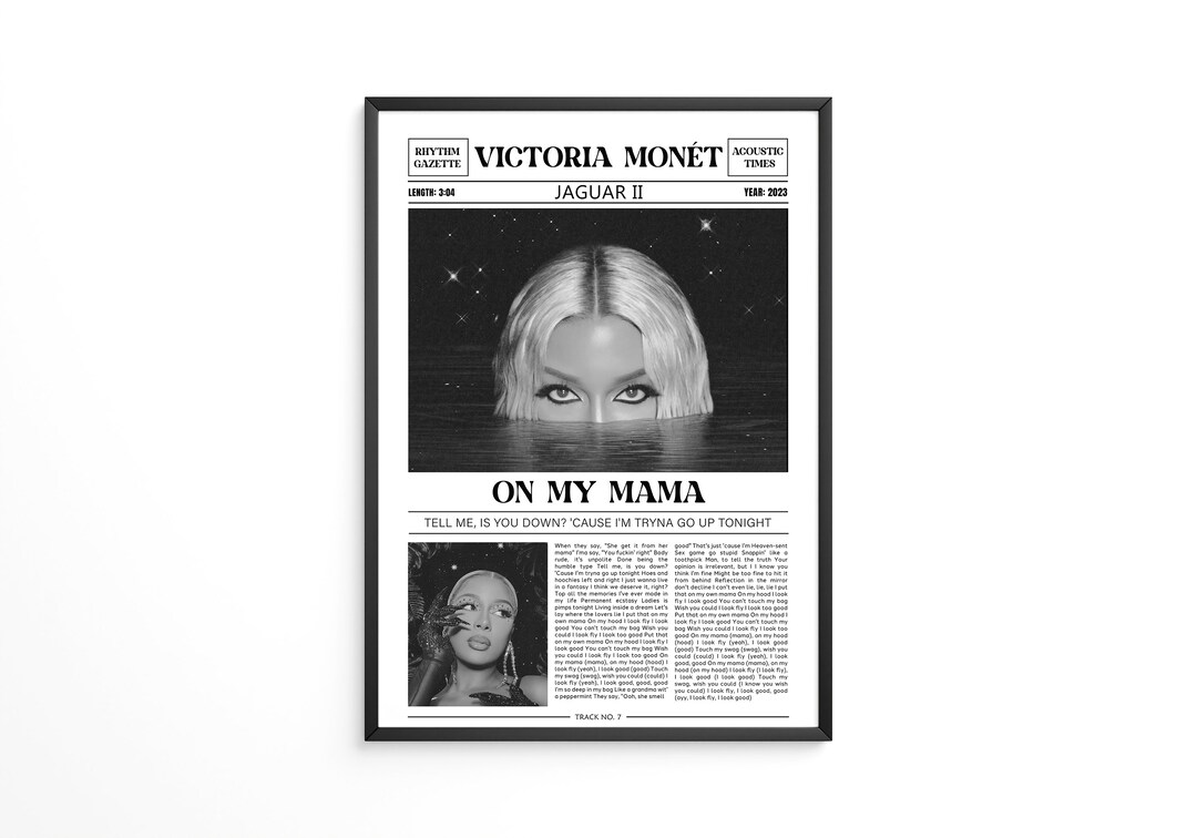 Victoria Monet Retro Newspaper Print / on My Mama Poster / Lyrics Print ...