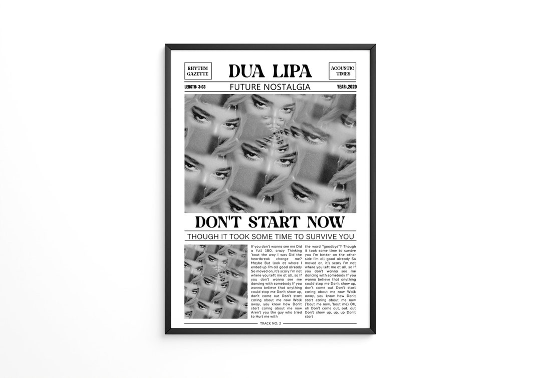 Dua Lipa Retro Newspaper Print / Don't Start Now Poster / - Etsy