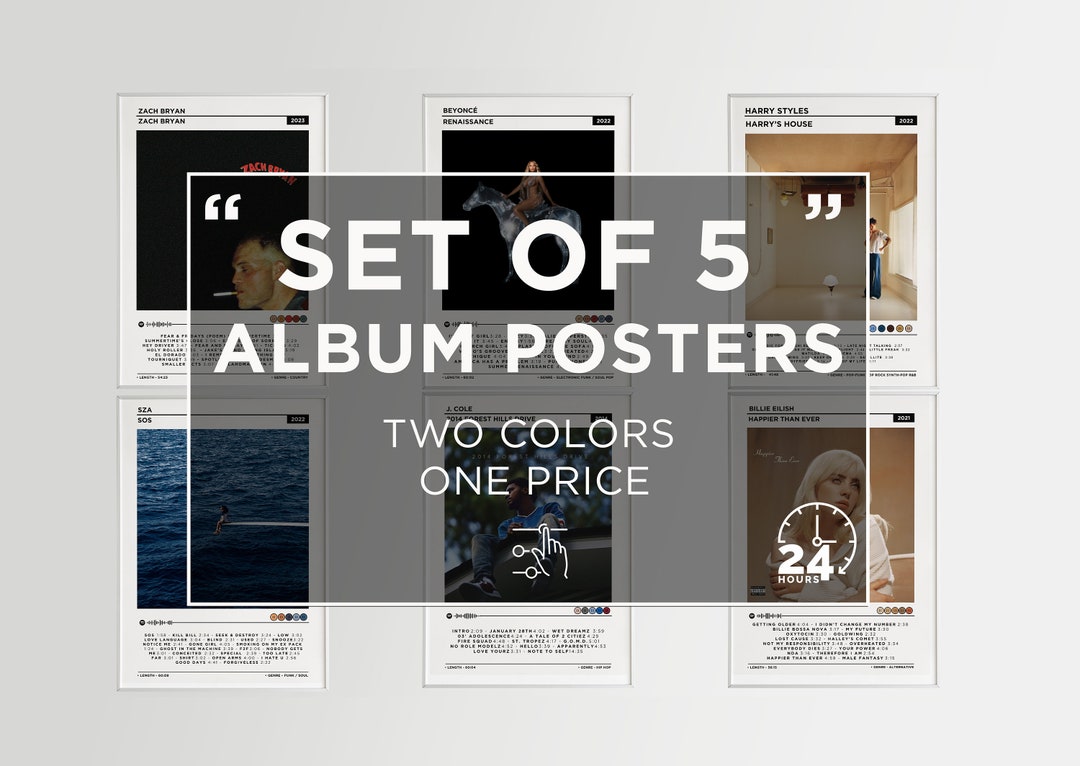 Custom Album Cover Set of 5 Poster / 5 Set Album Poster / Custom Music ...