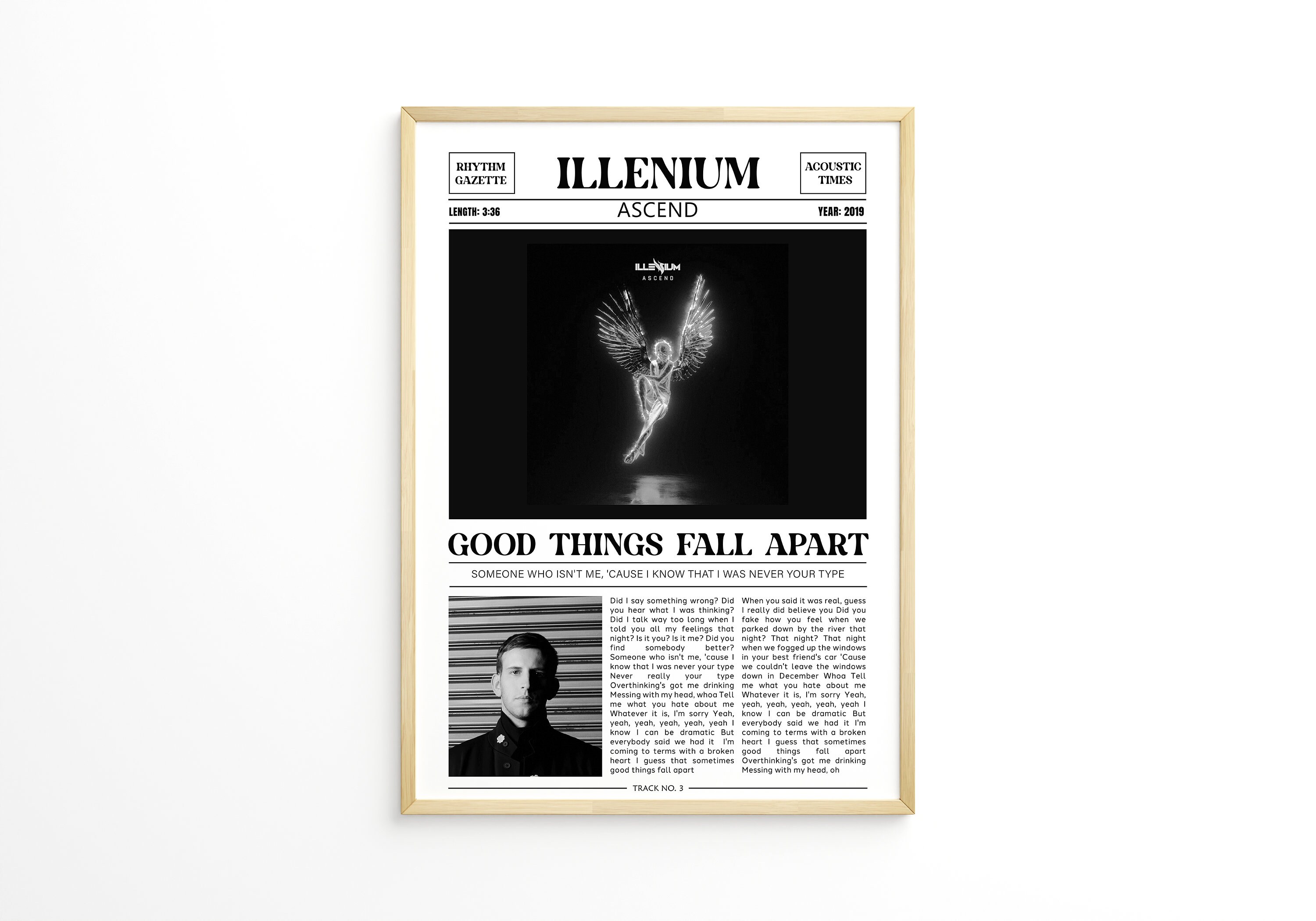 Illenium Retro Newspaper Print / Good Things Fall Apart Poster / Lyrics ...