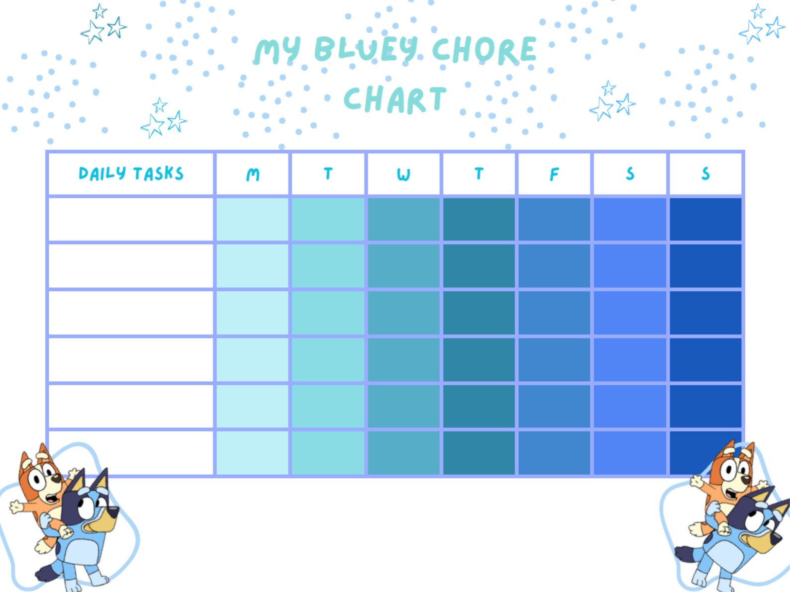 Bluey, Bingo Printable Chore Chart for Kids - Colorful Kids Chore Chart ...