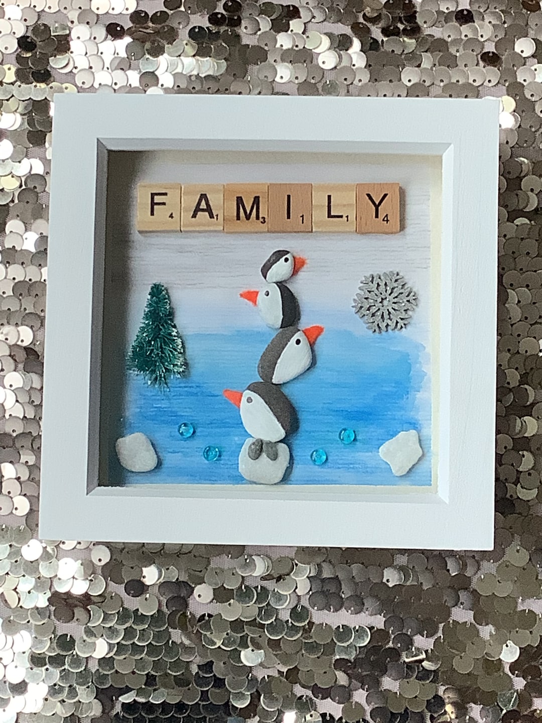 Adorable Christmas Penguin Pebble Tower - Etsy