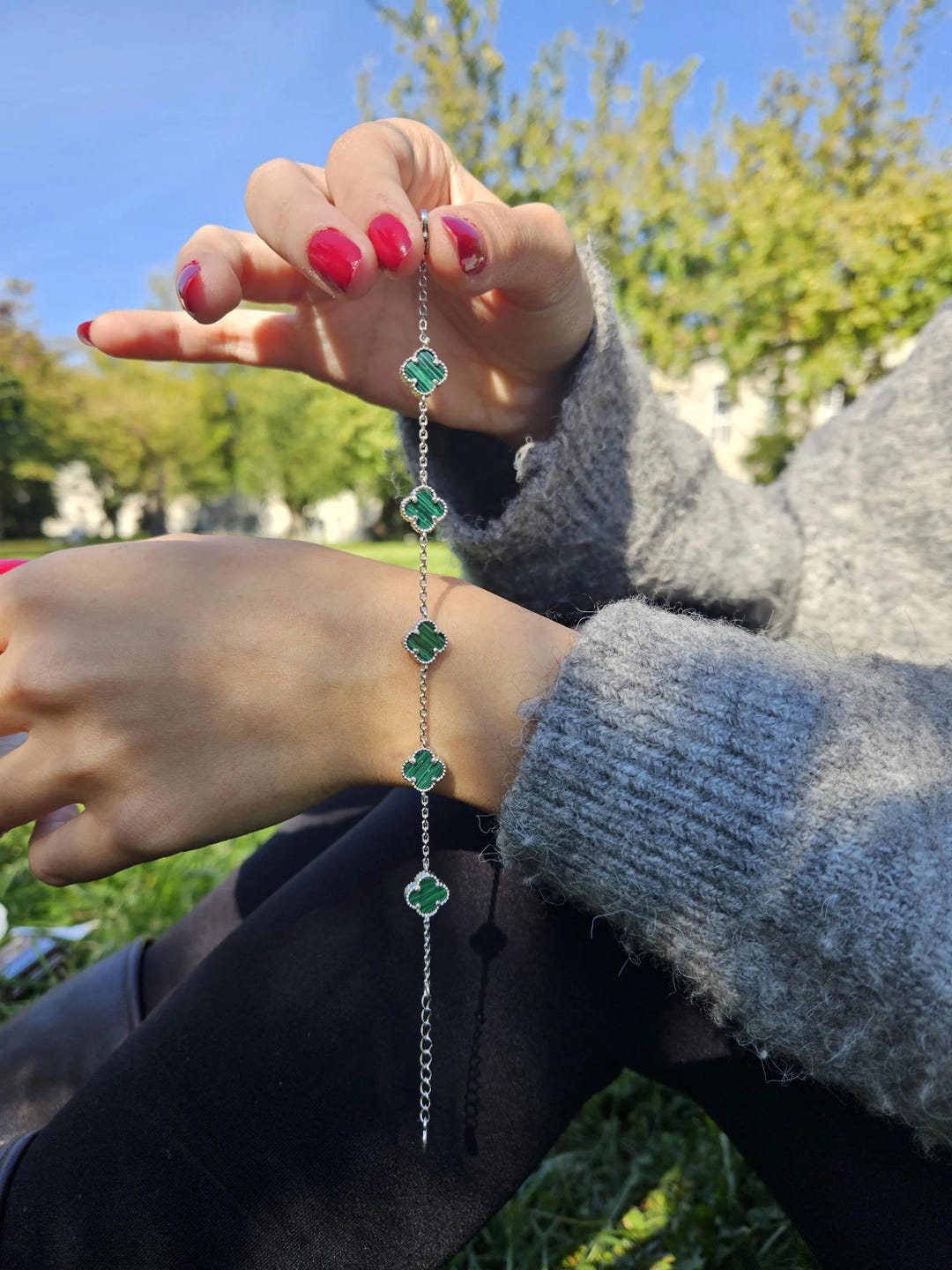 925 Sterling Silver 4 Leaf Clover Bracelet, 925 Sterling Silver Clover Bracelet, Dainty Clover ...