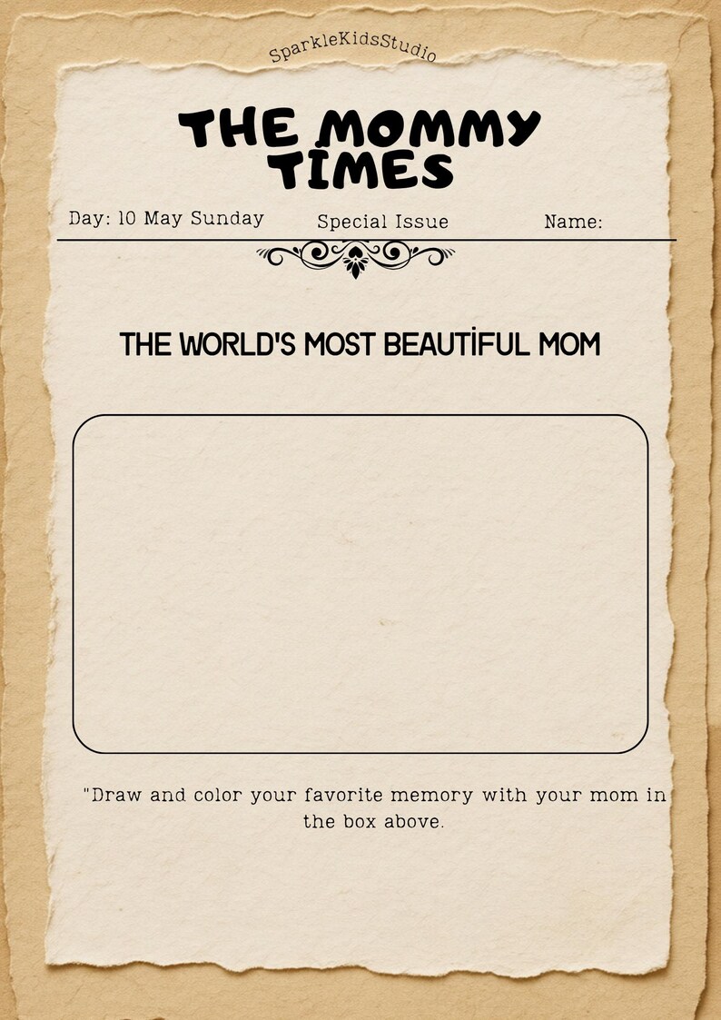 Mother's Day Newspaper Activity | Preschool Mom Memory Drawing (instant ...