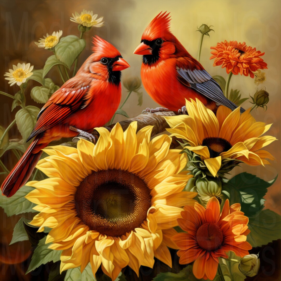 Cardinals Sunflowers Fall Png Sublimation Digital Design Download - Etsy