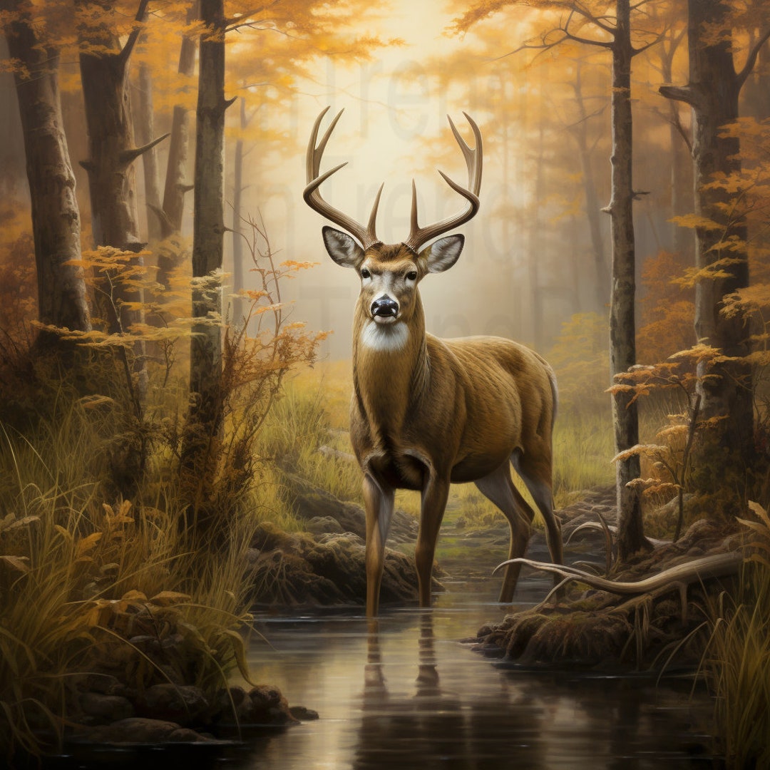 Deer Fall Woods Forest Buck Hunting Png Sublimation Digital Design ...