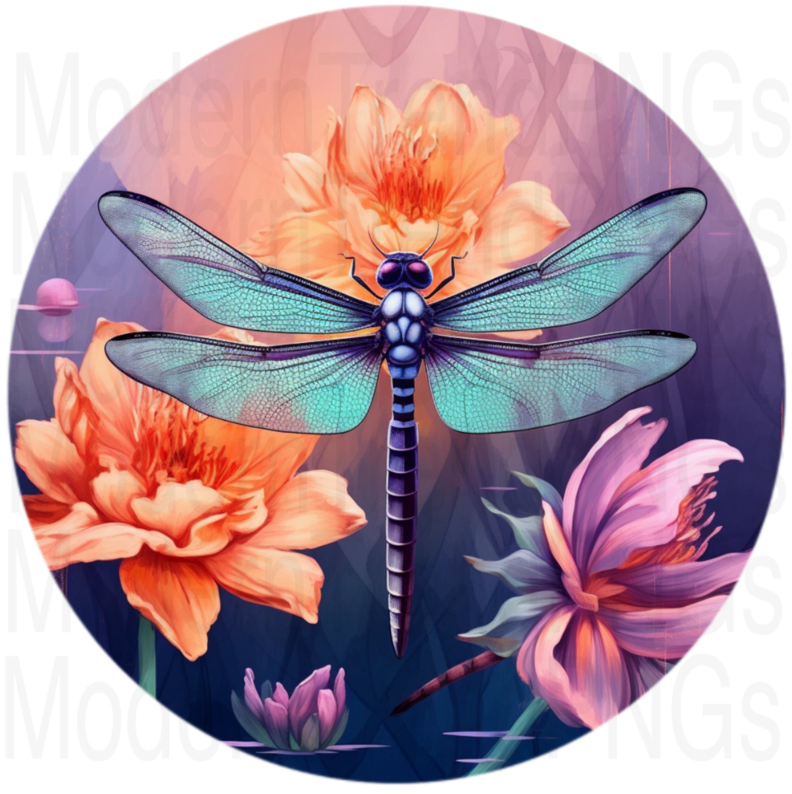 Dragonfly Round Png Sublimation Digital Design Download - Etsy