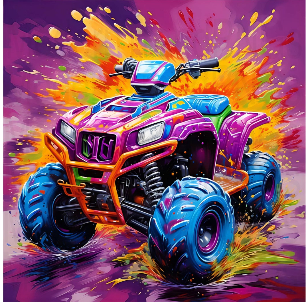 Atv 4 Wheeler Colorful Square Png Sublimation Digital Design Download ...
