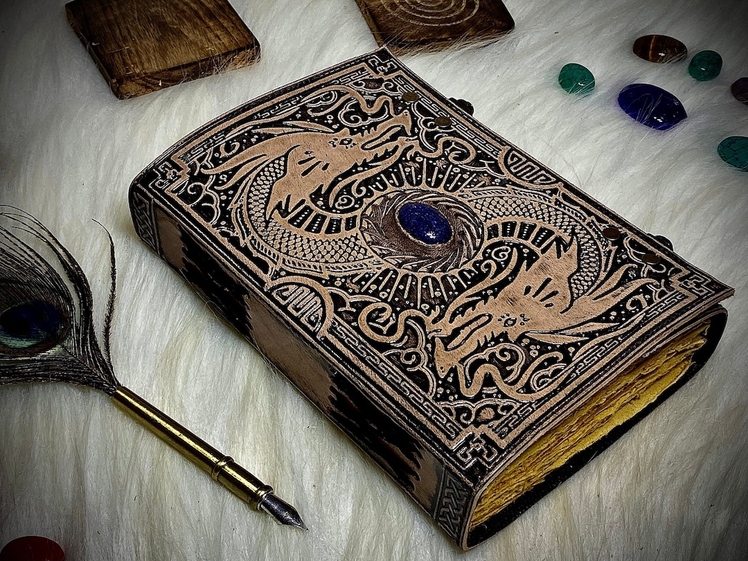 Double Dragon Book of Spells Leather Journal Notebook DND Journal ...