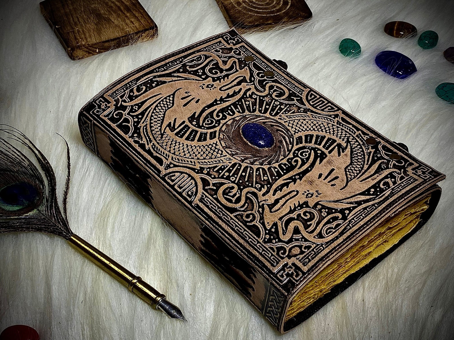 Double Dragon Book of Spells Leather Journal Notebook DND Journal ...