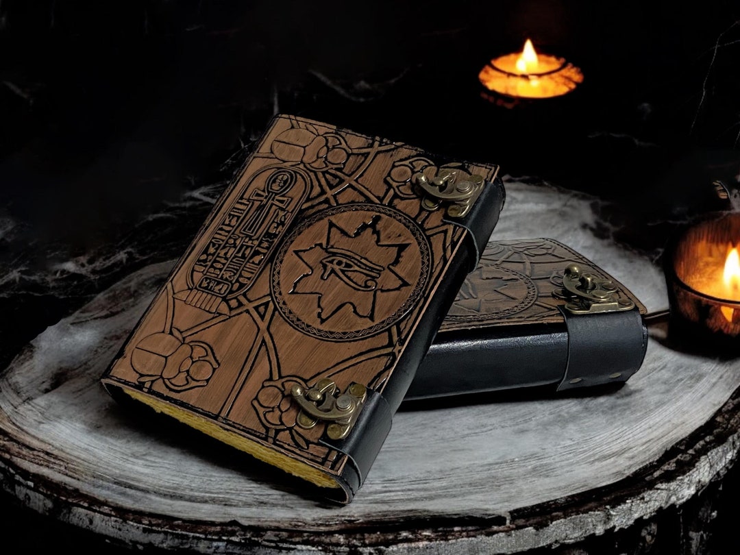Blank Spell Book of the Dead Grimoire Leather Journal Egyptian Witchy ...