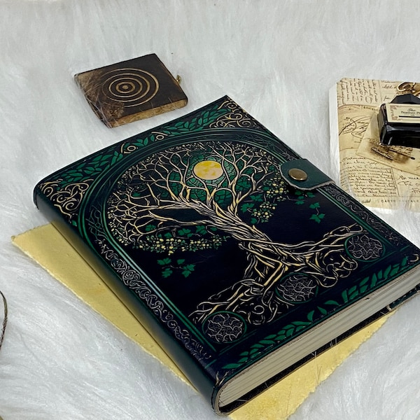 Personalized Leather Journal for Men Tree of Life - Etsy