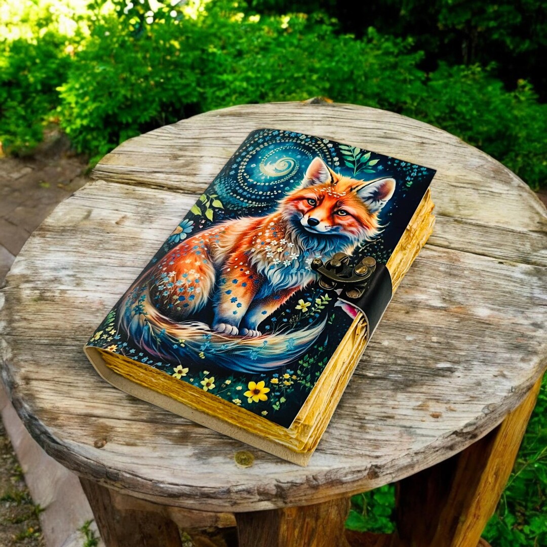 Vintage Handmade Leather Grimoire Fox – Blank Book of Shadows Spell ...