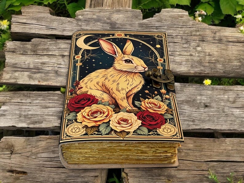 Handmade Easter Bunny Rabbit Leather Grimoire – Vintage Blank Spell ...