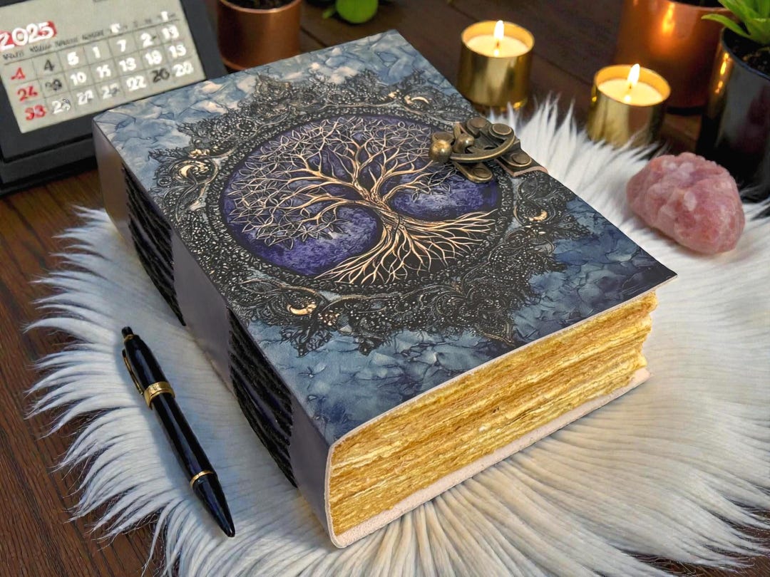 Handmade Leather Tree of Life Journal – Pagan Grimoire, Book of Shadows ...