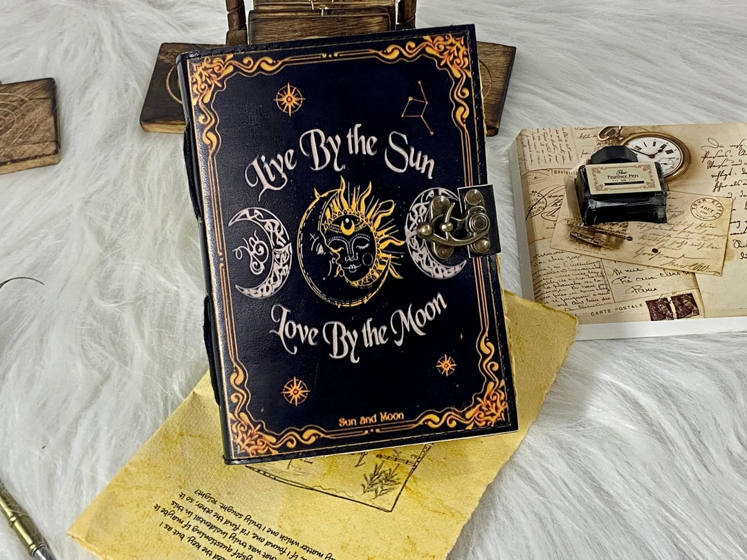 Sun and Moon Vintage Leather Journal With Deckle Edge Paper Handmade ...