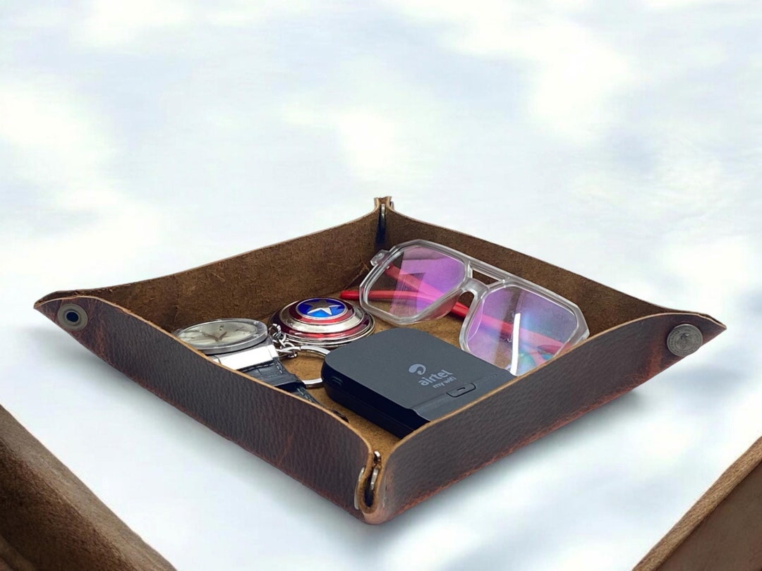 Custom Valet Tray, Personalized Leather Tray, Catchall Tray, Gift for ...