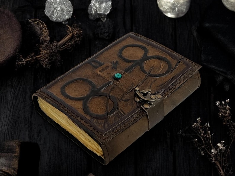 Darkhold Grimoire: Leather Spell Book of Shadows With Brass Lock - Etsy