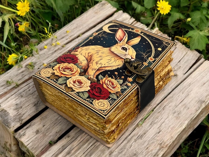 Handmade Easter Bunny Rabbit Leather Grimoire – Vintage Blank Spell ...