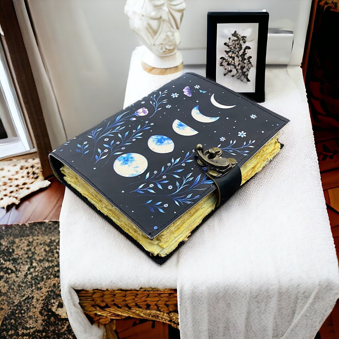 Personalized Moon Phase Vintage Leather Journal for Men & Women 200 ...