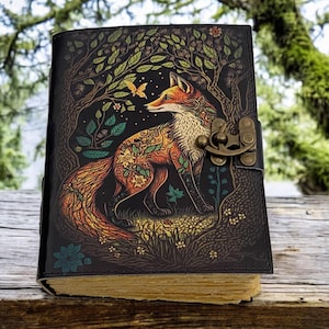 400 Page Large Fox Vintage Handmade Leather Journal, Grimoire Fat ...