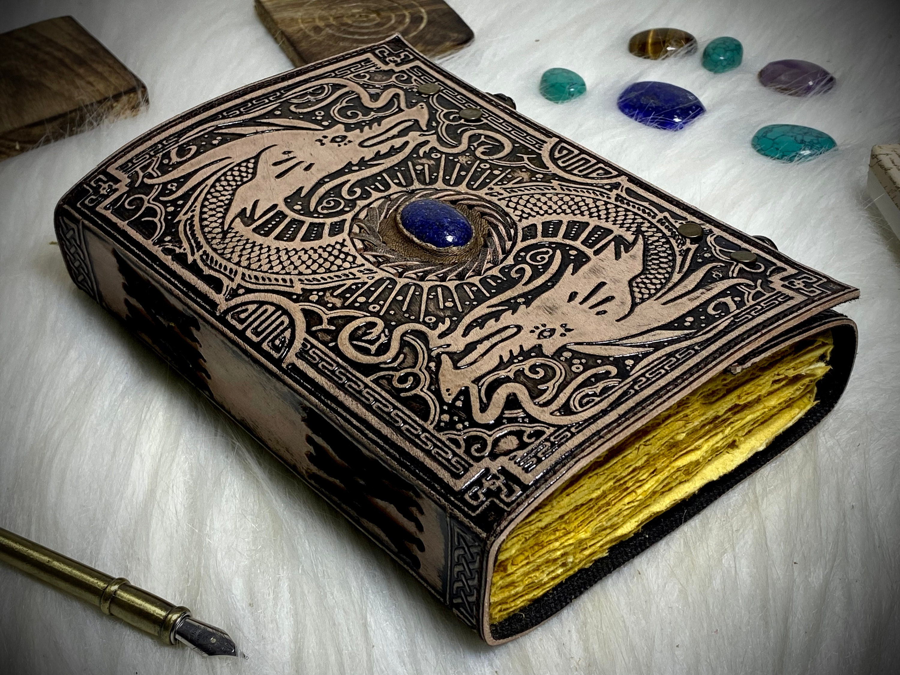Double Dragon Book of Spells Leather Journal Notebook DND Journal ...