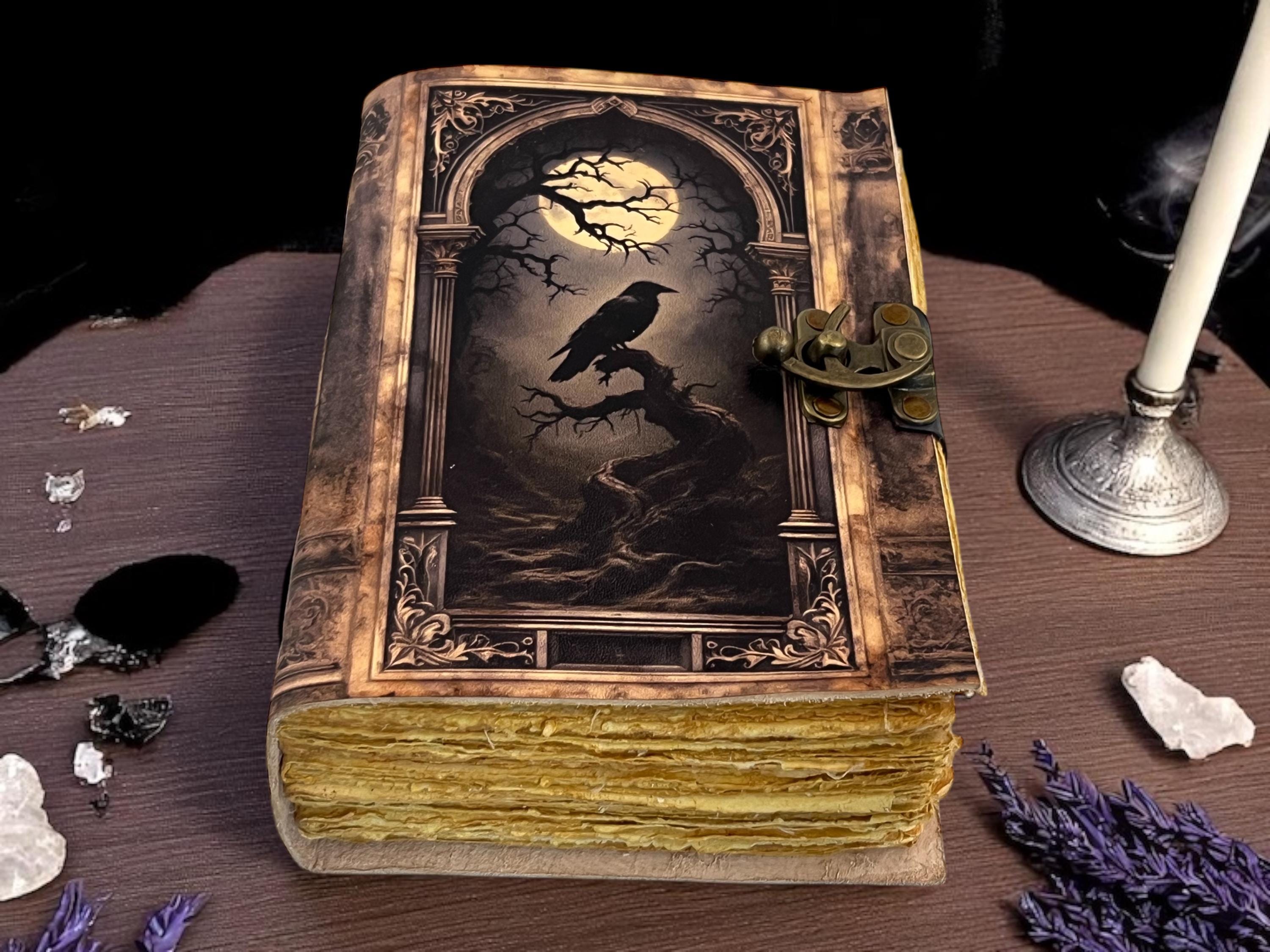 Handmade Raven Grimoire Leather Journal – Vintage Gothic Pagan Spell ...