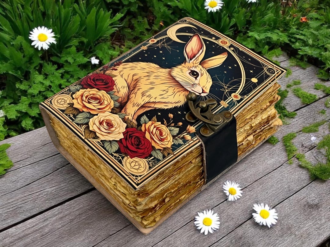 Handmade Easter Bunny Rabbit Leather Grimoire – Vintage Blank Spell ...